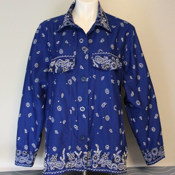 Quacker Factory | Jackets & Coats | Quacker Factory Royal Blue Paisley ...